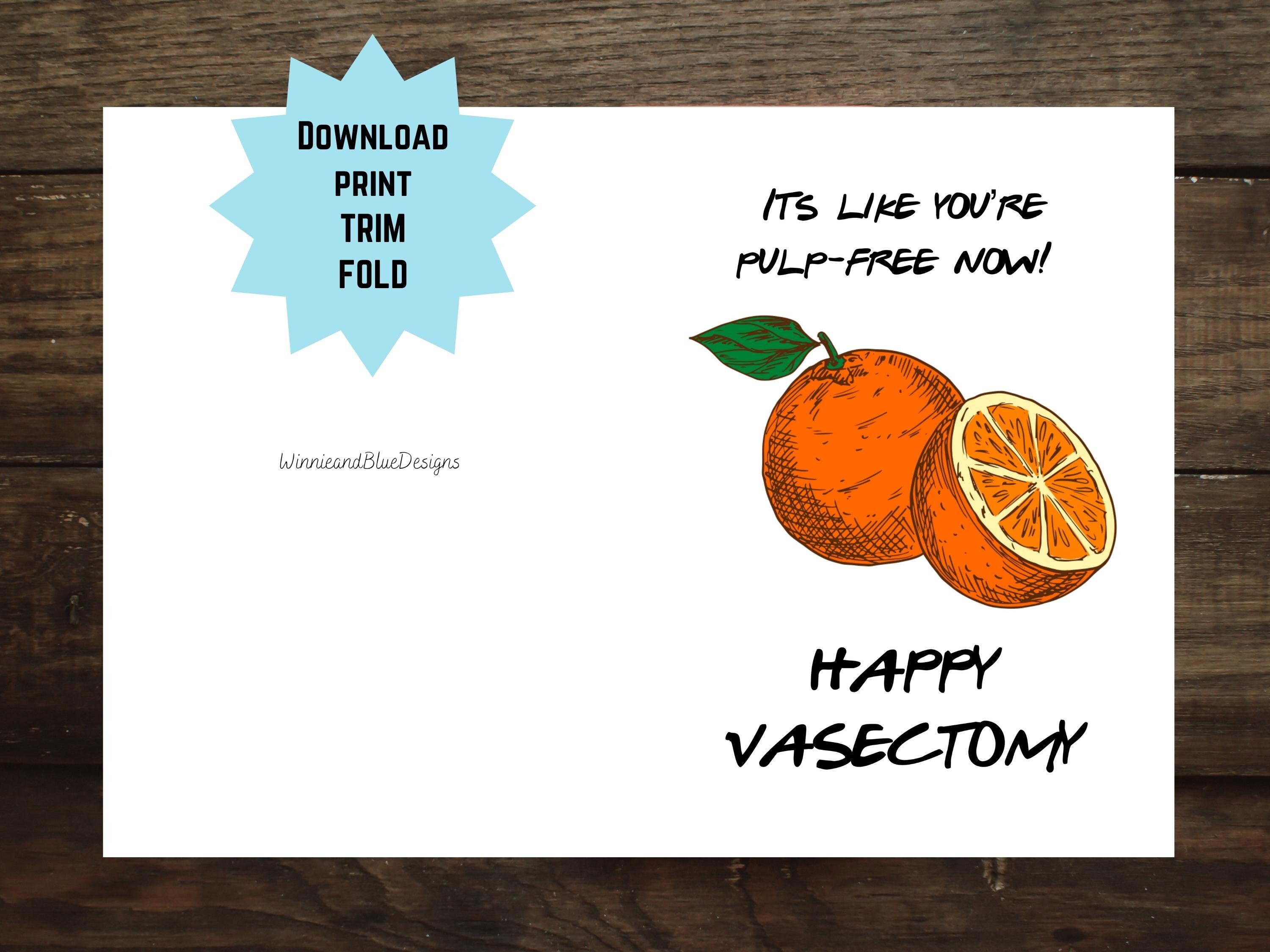 Funny Pulp Free Vasectomy Card for Husband or Boyfriend (PDF Pattern ...