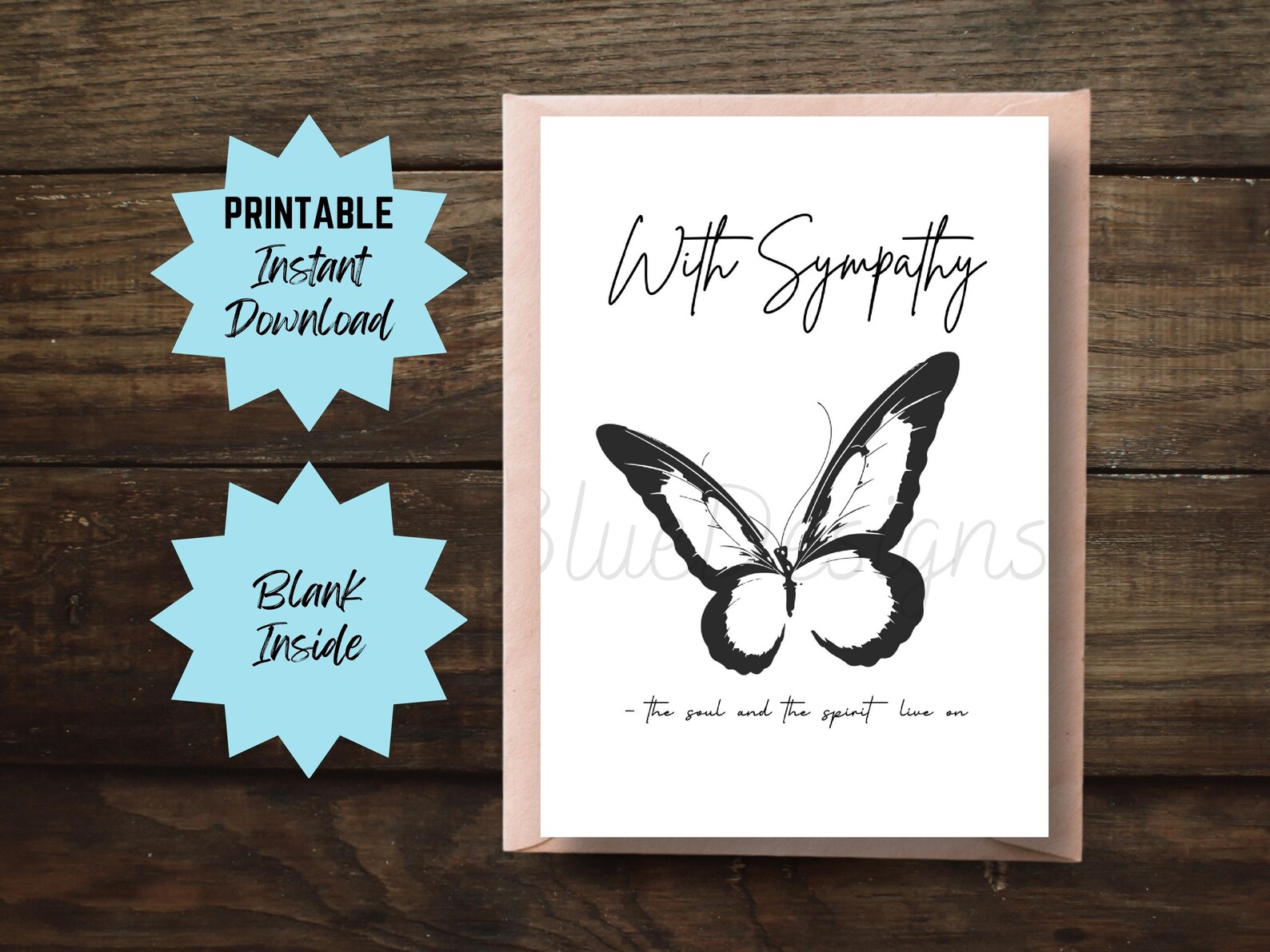 Printable Butterfly Sympathy Card Bereavement Card Thinking - Etsy Canada