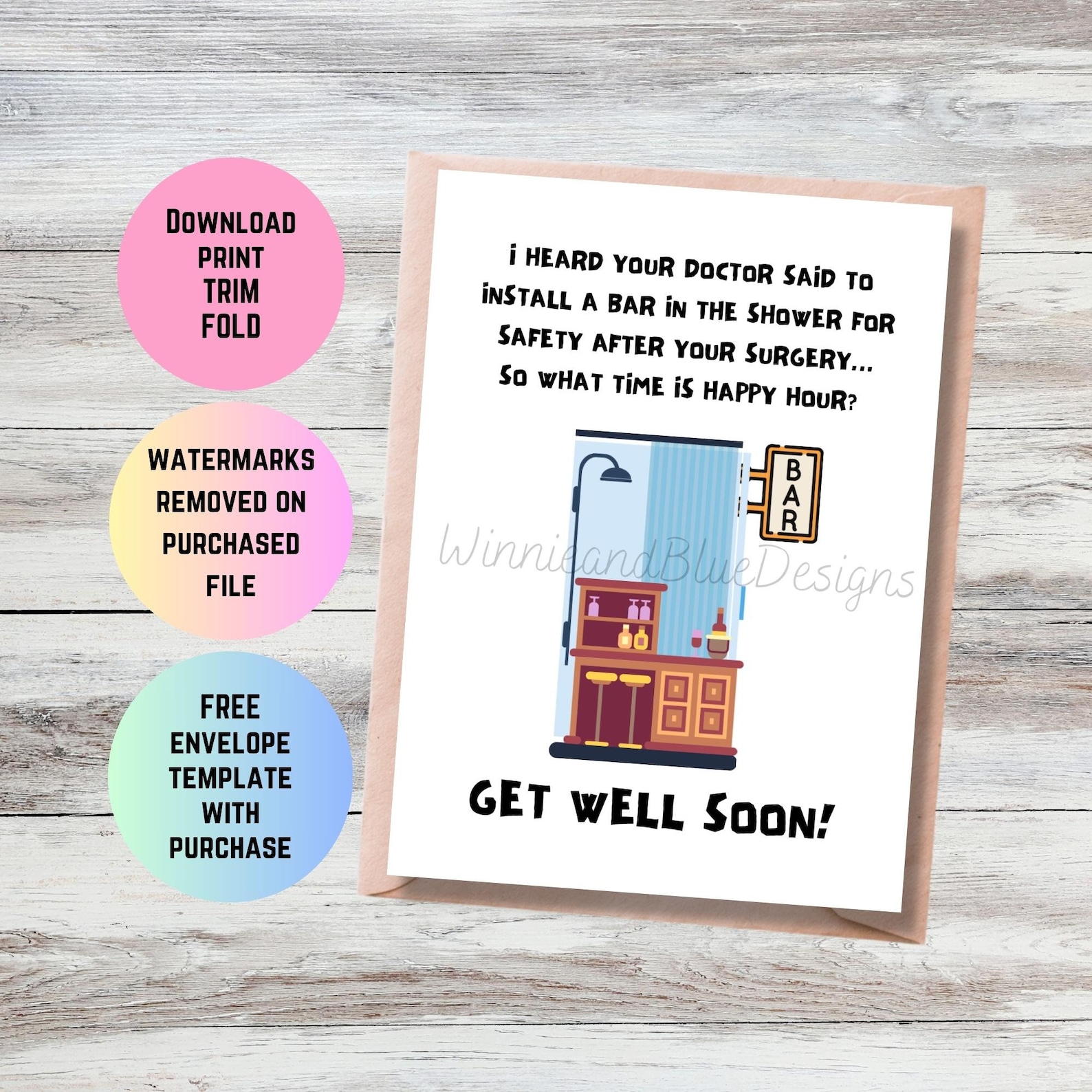 Printable Funny Get Well Soon Card After Surgery, Thinking of You ...
