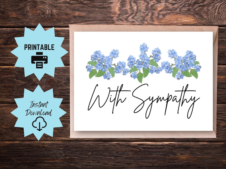 Sympathy Card, Printable Bereavement Thinking of You Card, Forget Me ...