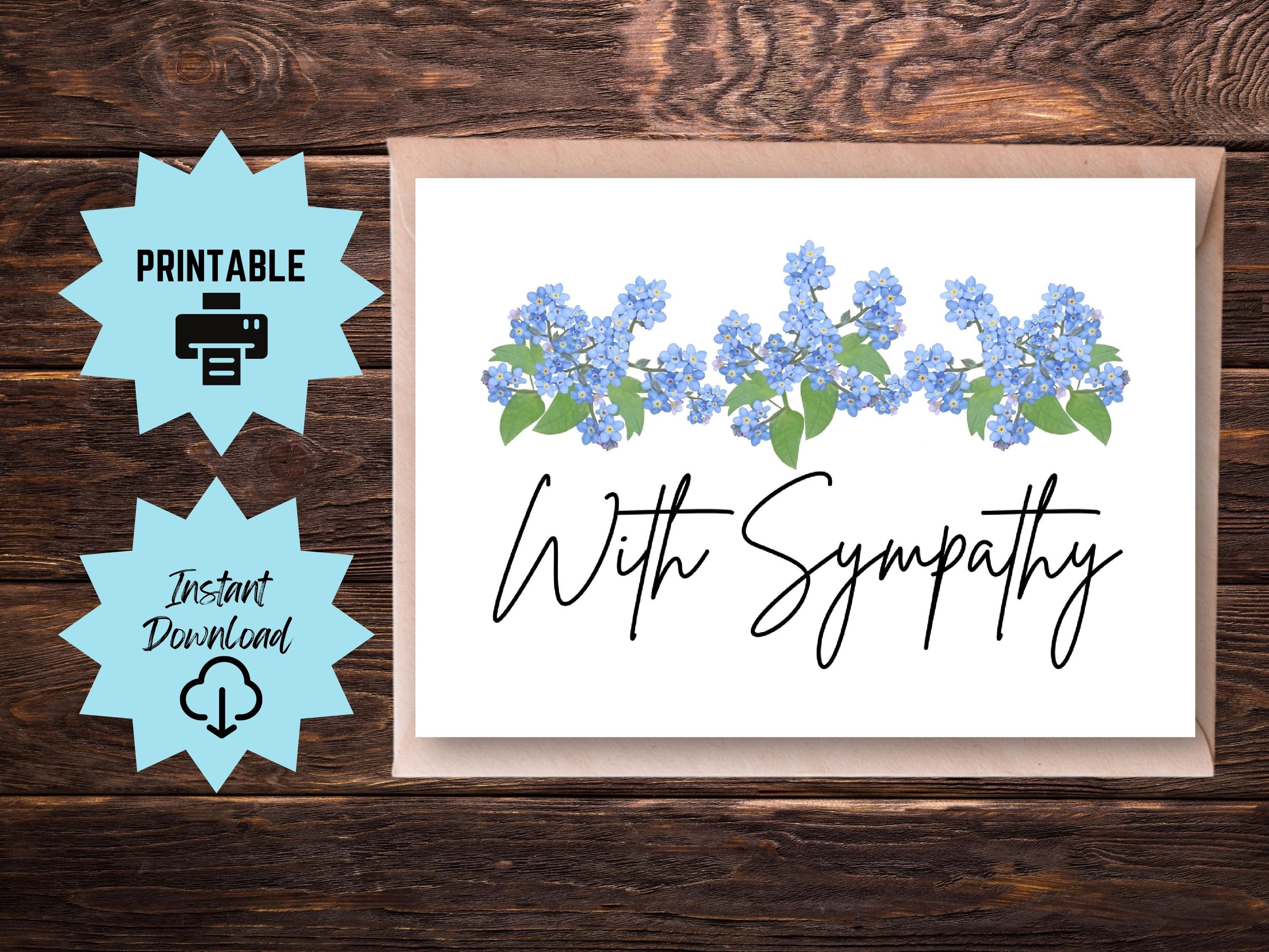 Sympathy Card, Printable Bereavement Thinking of You Card, Forget Me ...