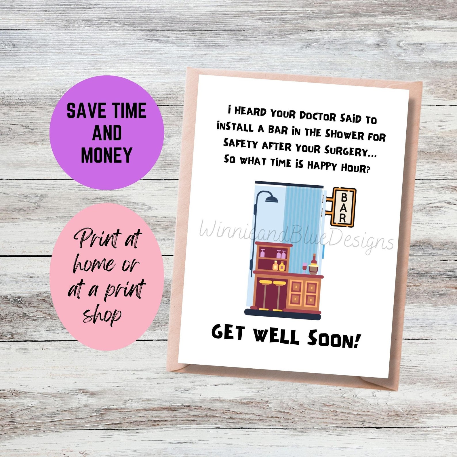 Printable Funny Get Well Soon Card After Surgery, Thinking of You ...