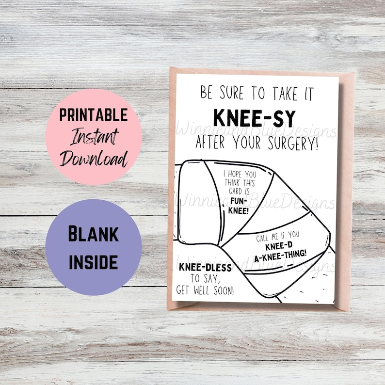 Funny Knee Surgery Get Well Card: Pun Printable (PDF) - Etsy