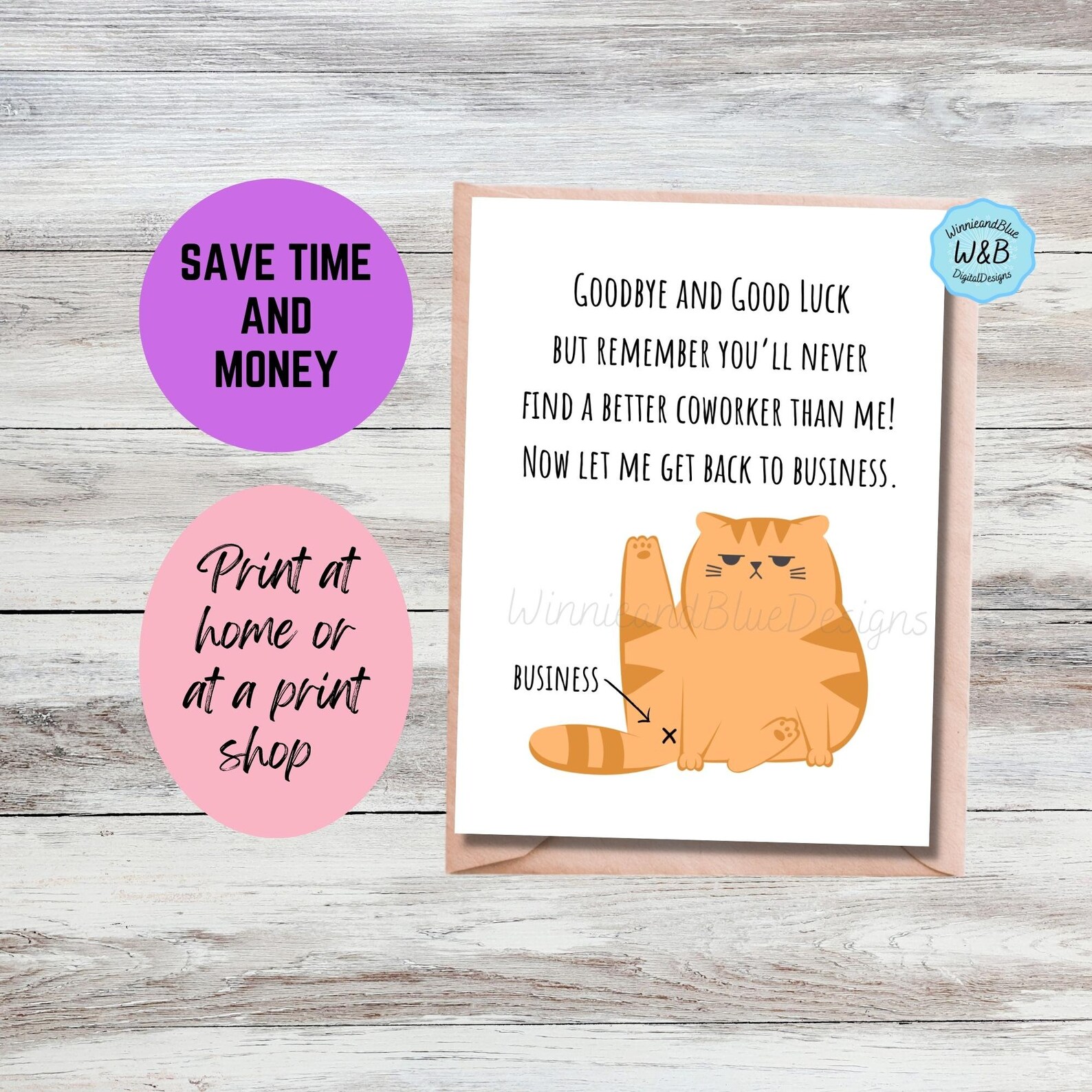 Funny Coworker Goodbye Card Printable Coworker Retirement Card Coworker ...