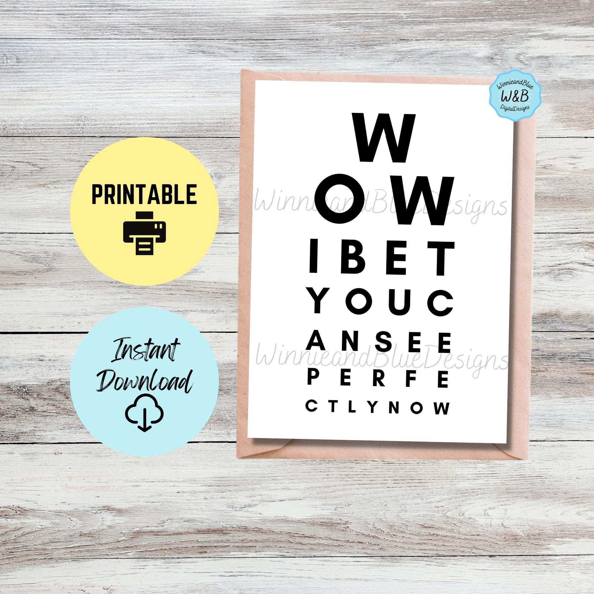 Funny Eye Test Get Well Card: Eye Surgery Recovery (PDF Pattern) - Etsy