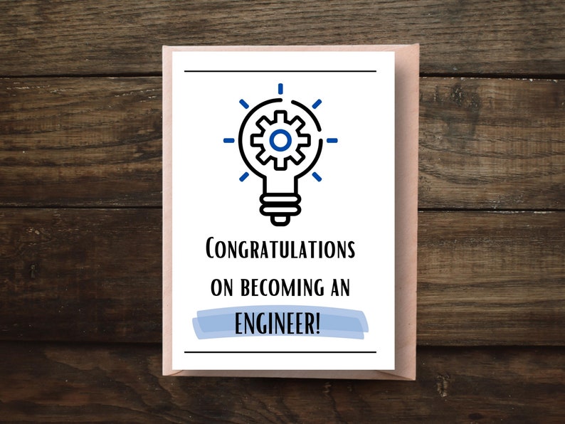 Printable Engineer Graduation Card Congratulations | Etsy