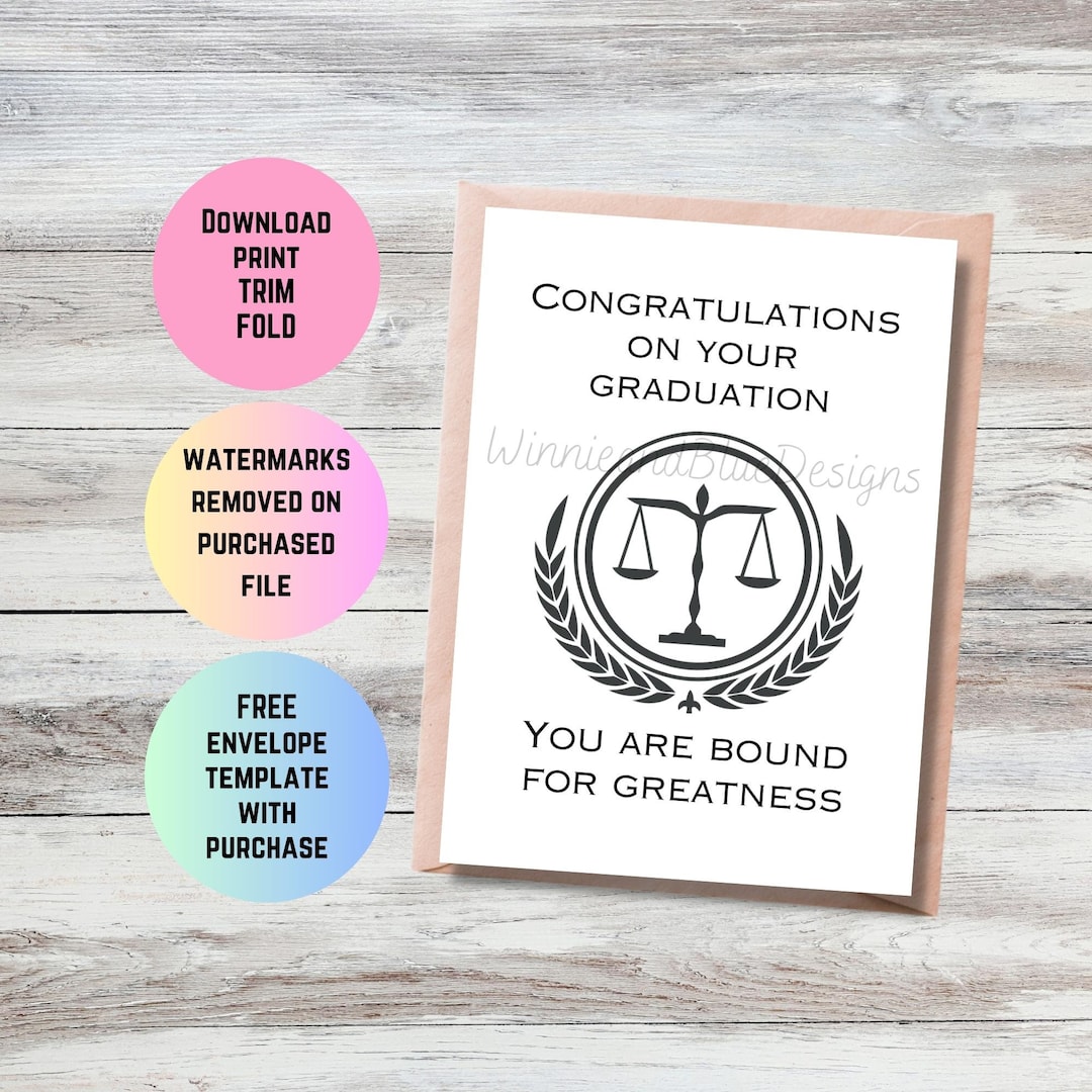 Printable Lawyer Graduation Card: Congratulations Law Degree (PDF) - Etsy