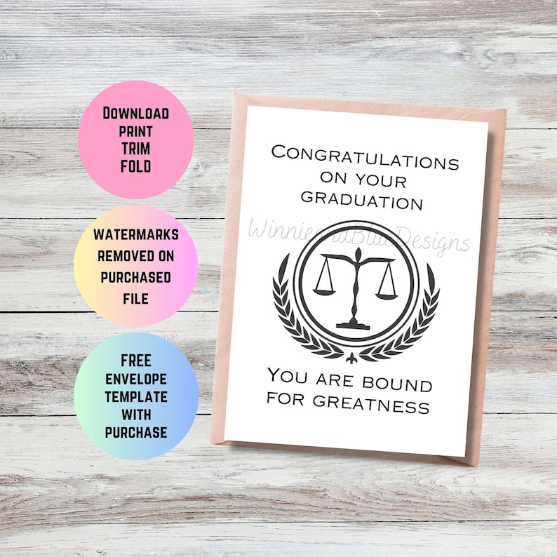 Printable Lawyer Graduation Card: Congratulations Law Degree (PDF) - Etsy