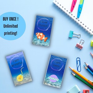 Printable Affirmation Cards for Kids, 36 Sea Creature Motivational ...