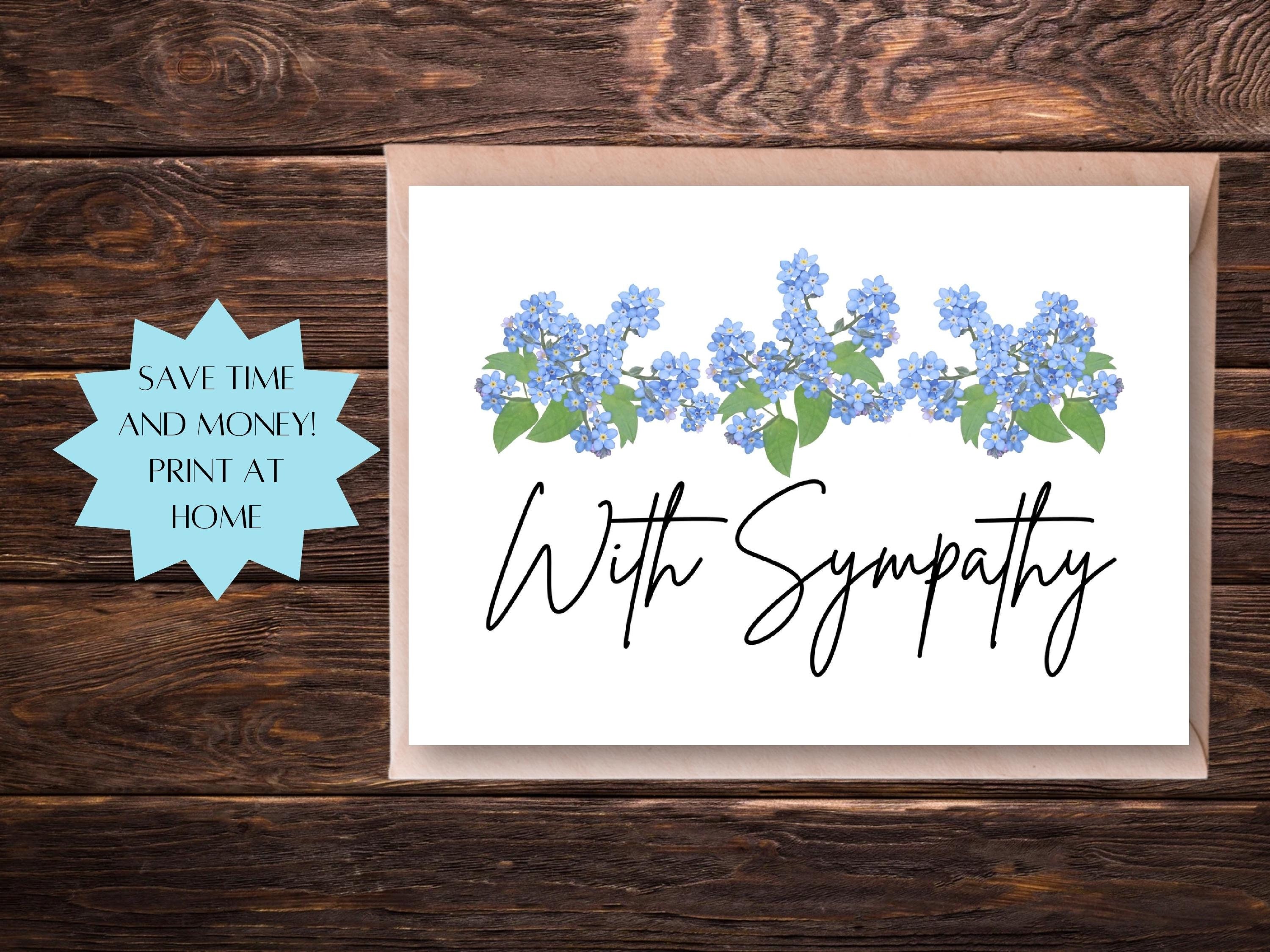 Sympathy Card, Printable Bereavement Thinking of You Card, Forget Me ...