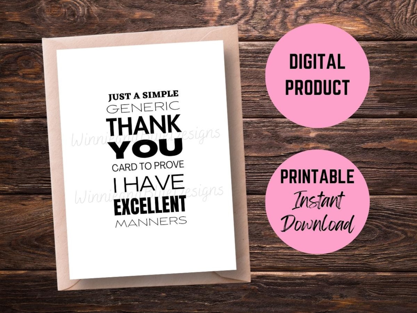 Funny Thank You Card, Printable Generic Thank You Card, Funny Thank You ...
