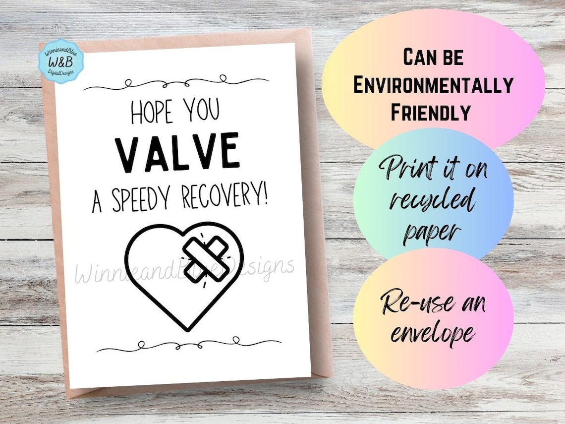 Printable Heart Surgery Card Recovery Get Well Soon Card Hospital Gift ...