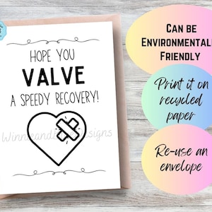 Printable Heart Surgery Card - Recovery Get Well Soon Card - Hospital ...