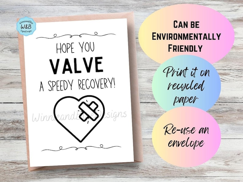 Printable Heart Surgery Card Recovery Get Well Soon Card Hospital Gift ...