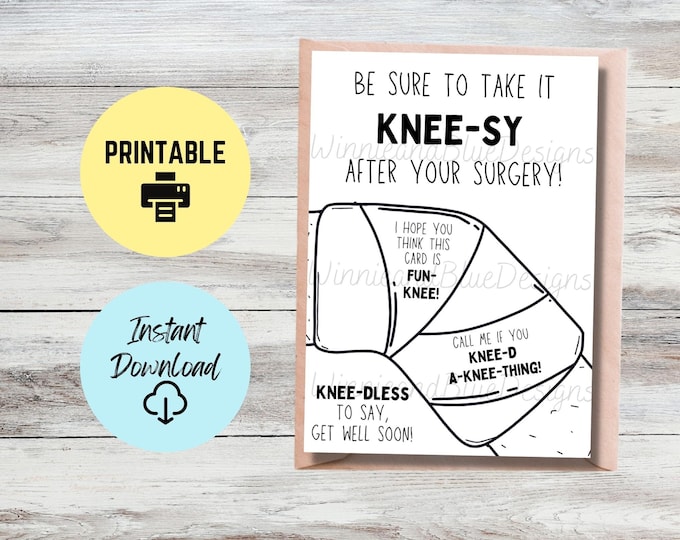 PRINTABLE Knee Surgery Card Knee Replacement Card Knee Surgery Recovery ...