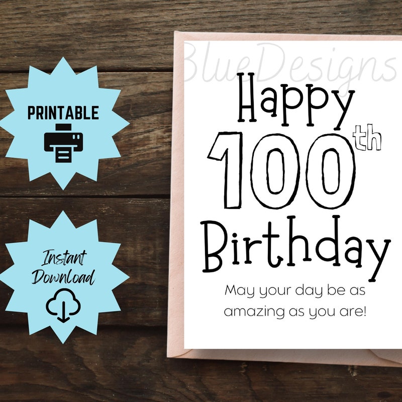 100th Birthday Card - Etsy