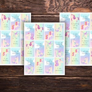 Printable Affirmation Cards, Kids Unicorn Affirmation Cards, 36 ...