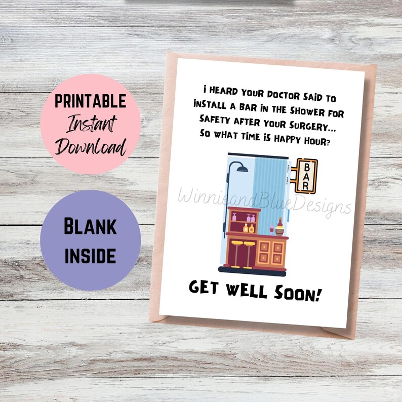 Printable Funny Get Well Soon Card After Surgery, Thinking of You ...