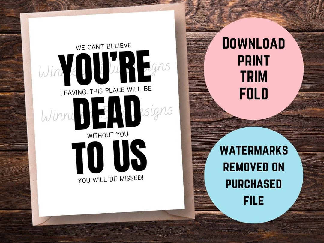 Printable Funny Co Worker Goodbye Card From Group You're - Etsy