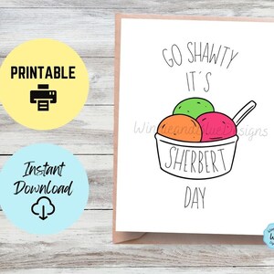 Funny Sherbet Birthday Card: Pun Ice Cream Design (printable) - Etsy