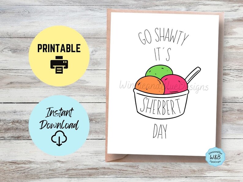 Funny Sherbet Birthday Card: Pun Ice Cream Design (printable) - Etsy
