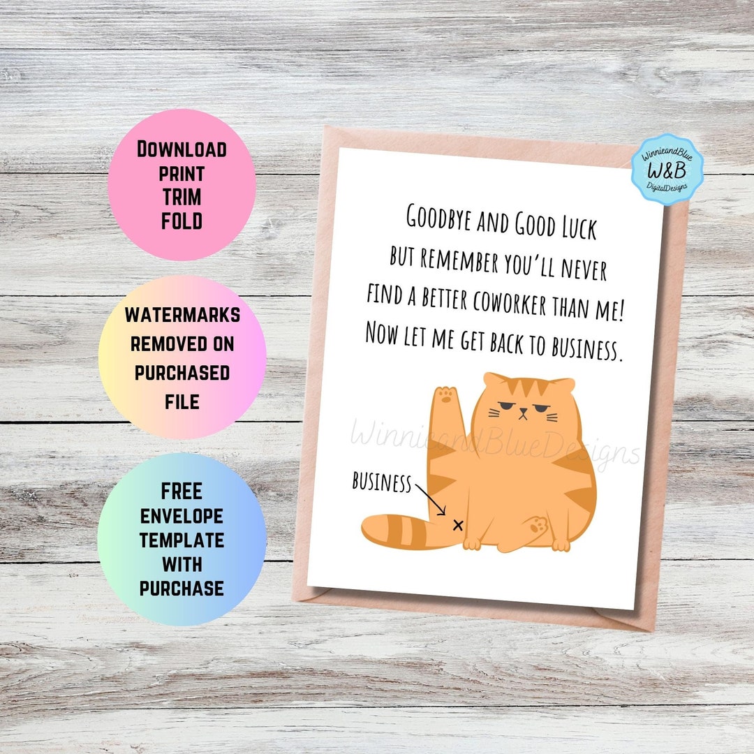 Funny Coworker Goodbye Card Printable- Coworker Retirement Card ...