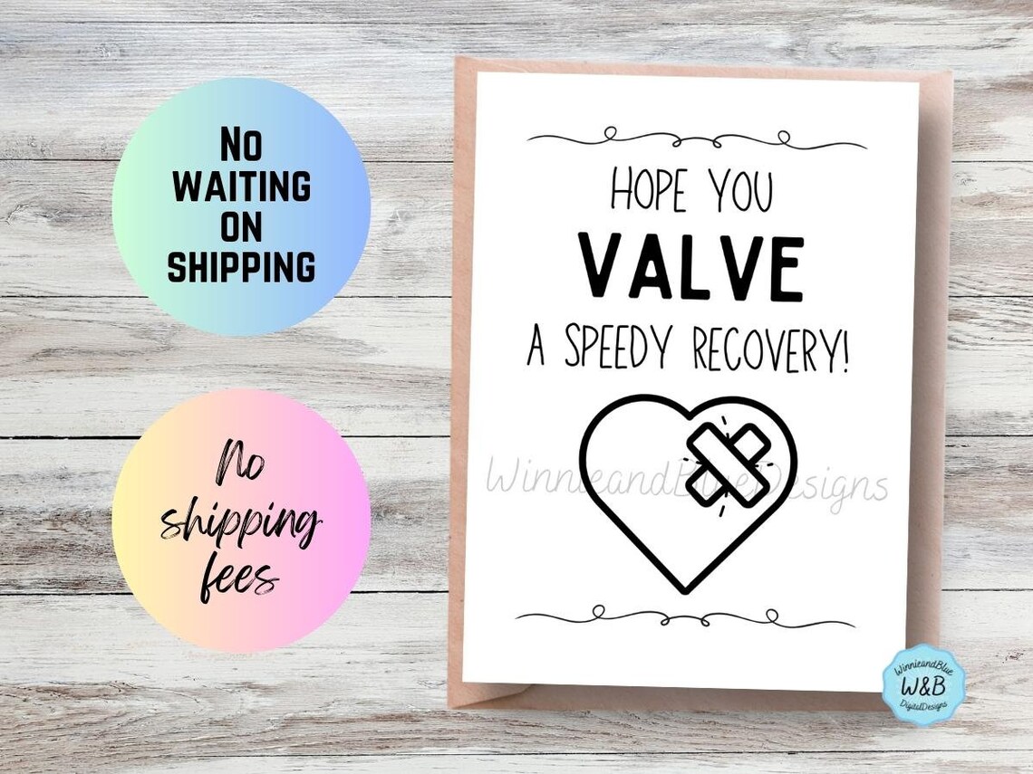 Printable Heart Surgery Card Recovery Get Well Soon Card Hospital Gift ...
