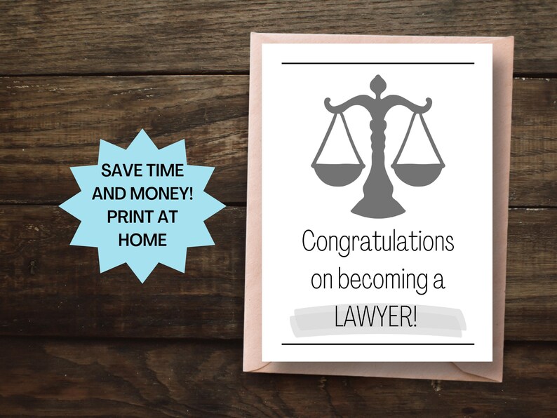 Printable Lawyer Graduation Card Congratulations Law Degree - Etsy