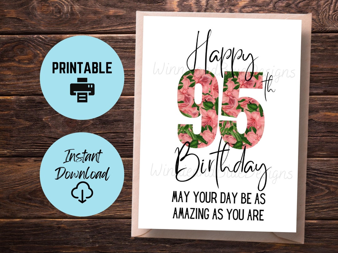 95th Birthday Card Printable, Milestone Birthday Card for Grandma or ...
