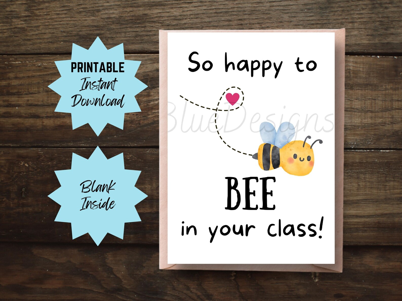 Printable Bumble Bee Teacher Card: Student Gift (PDF) - Etsy