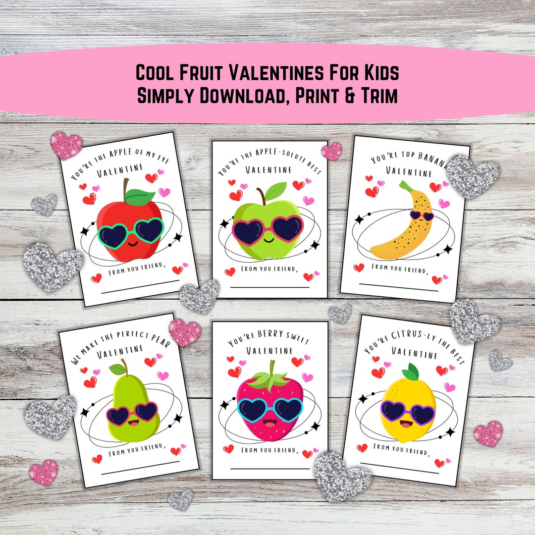 Printable Fruit Pun Valentine's Day Cards for Kids (PDF) - Etsy