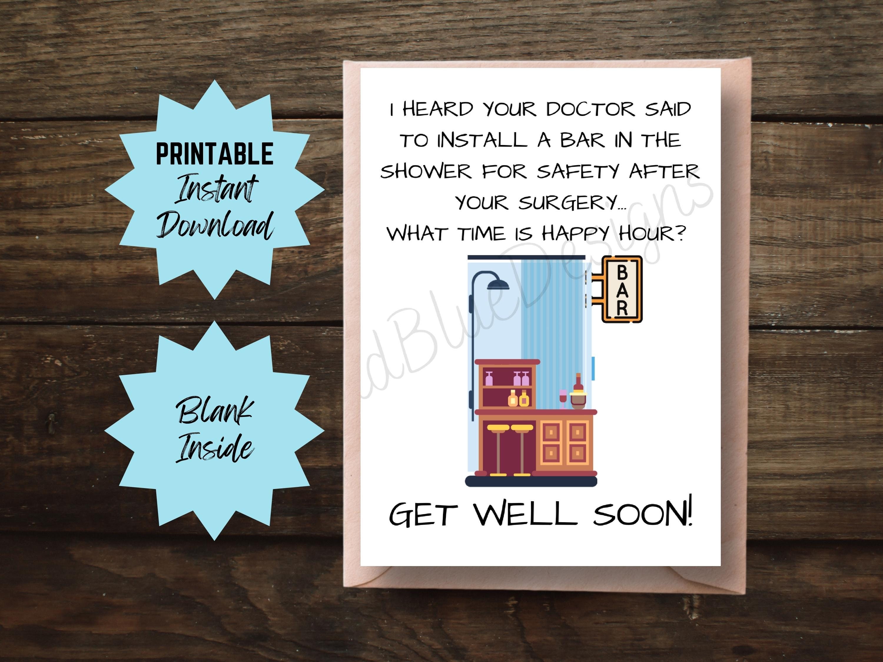 Funny Printable Get Well Soon After Surgery Card Recovery - Etsy