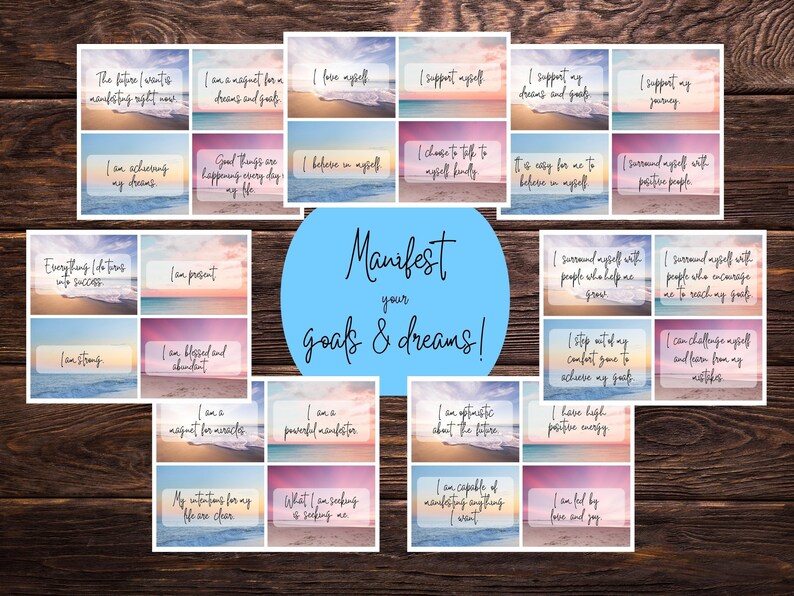 Printable Positive Affirmation Cards Beach Theme, I Am Affirmations, 28 ...