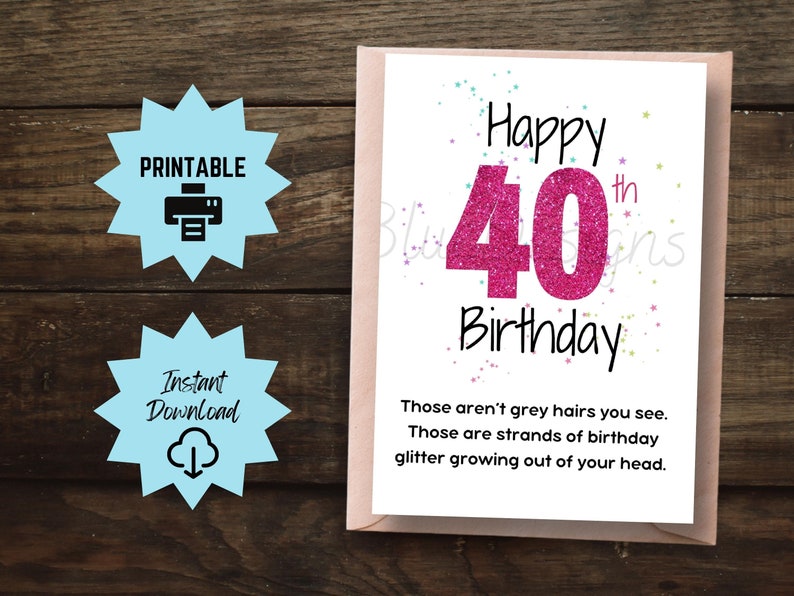 Funny Birthday Card Printable 40th Birthday Card 40 Birthday - Etsy Canada
