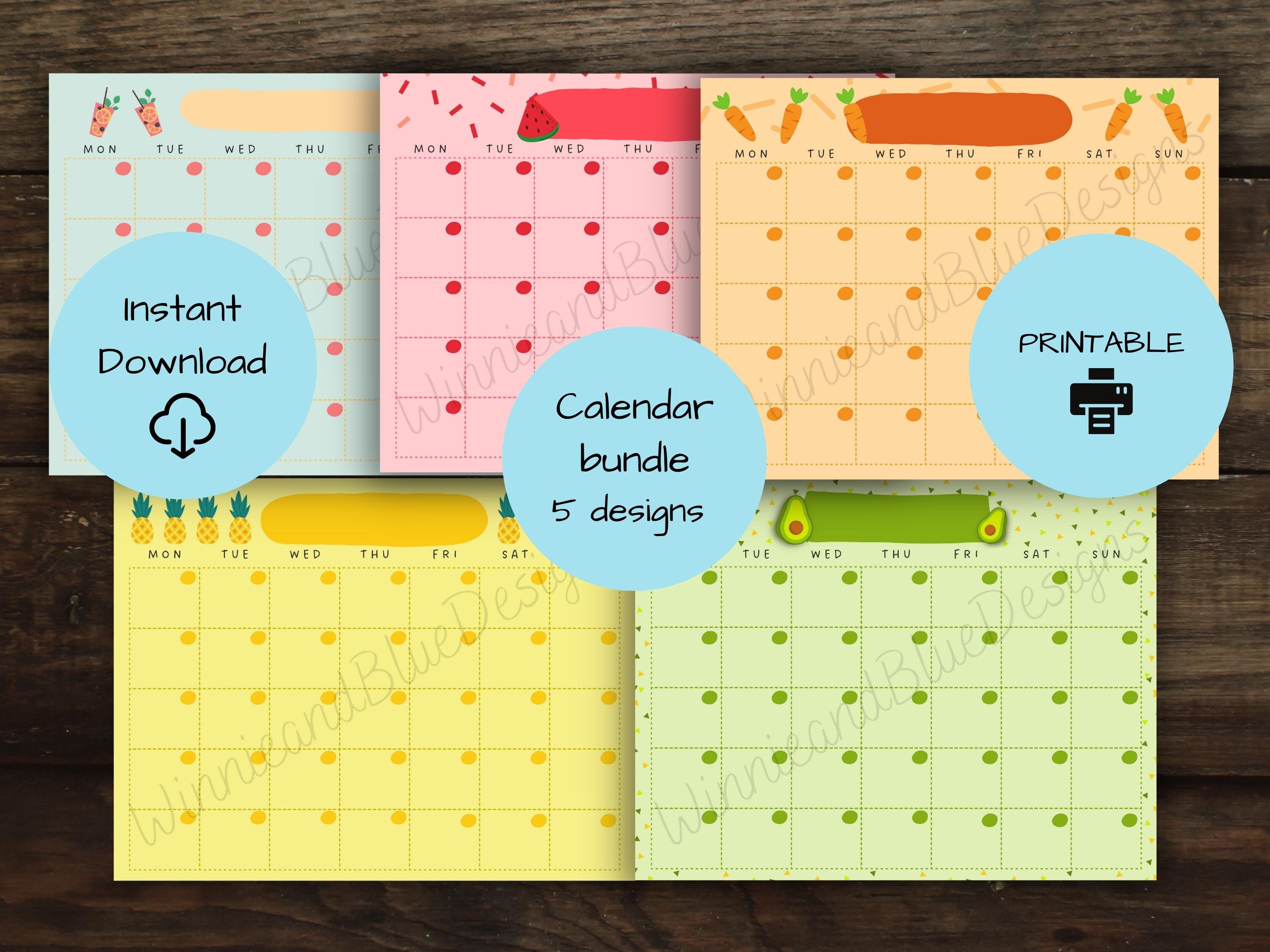 Printable Calendars, Bright Monthly Calendar, Open Digital Calendar ...