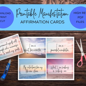 Printable Positive Affirmation Cards Beach Theme, I Am Affirmations, 28 ...