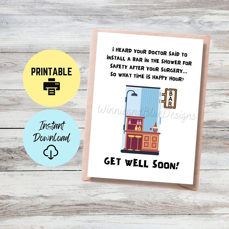 Funny Printable Get Well Soon After Surgery Card, Recovery After ...