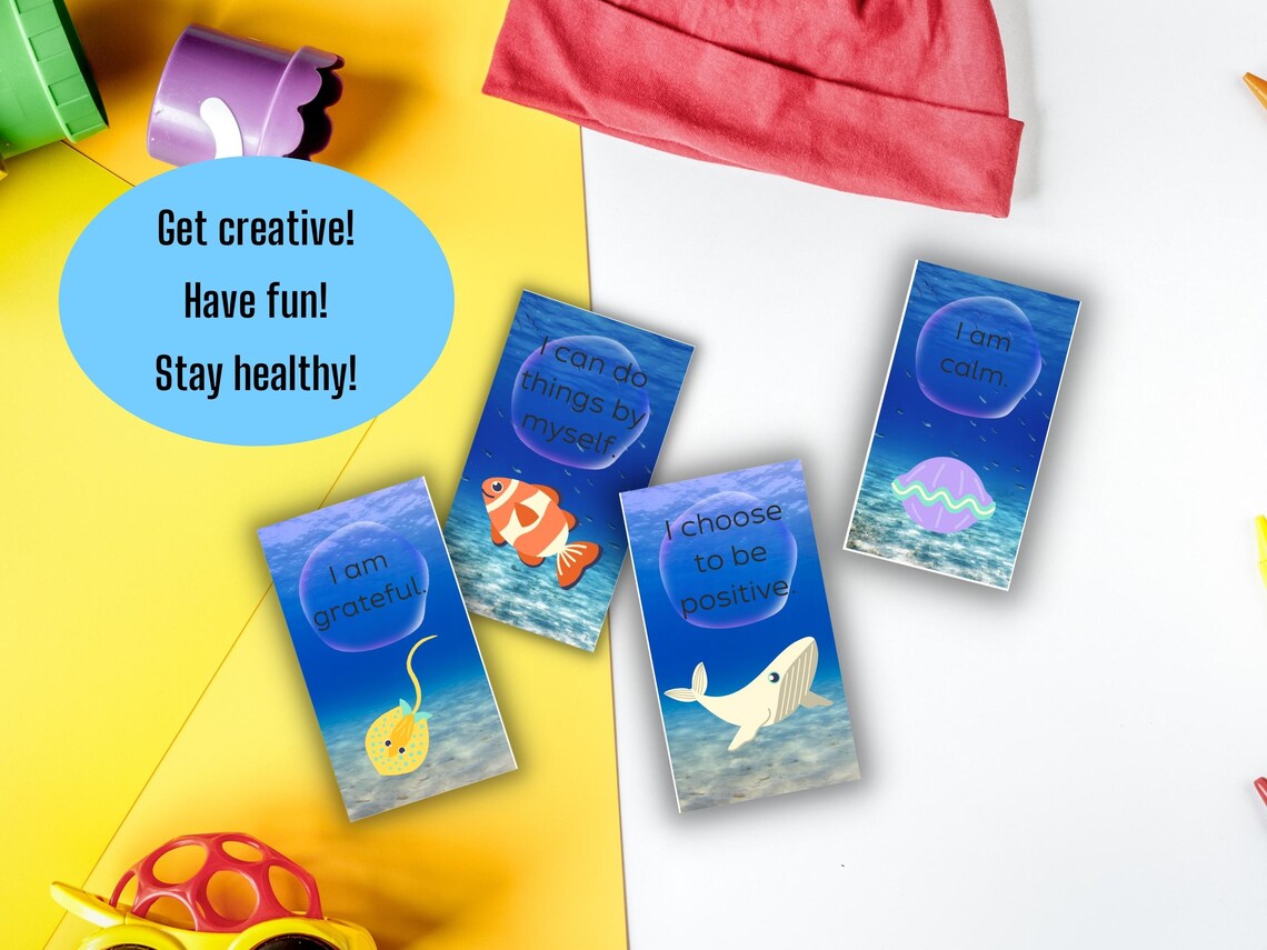 Printable Affirmation Cards for Kids, 36 Sea Creature Motivational ...