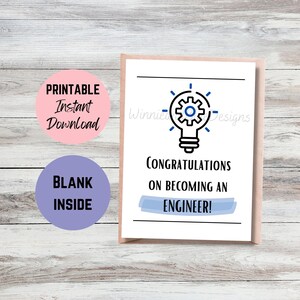 Printable Engineer Graduation Card, Congratulations Engineering Degree ...