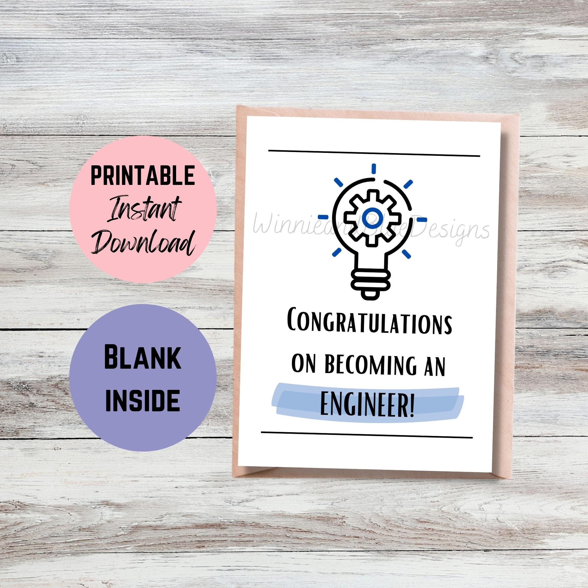Printable Engineer Graduation Card, Congratulations Engineering Degree ...