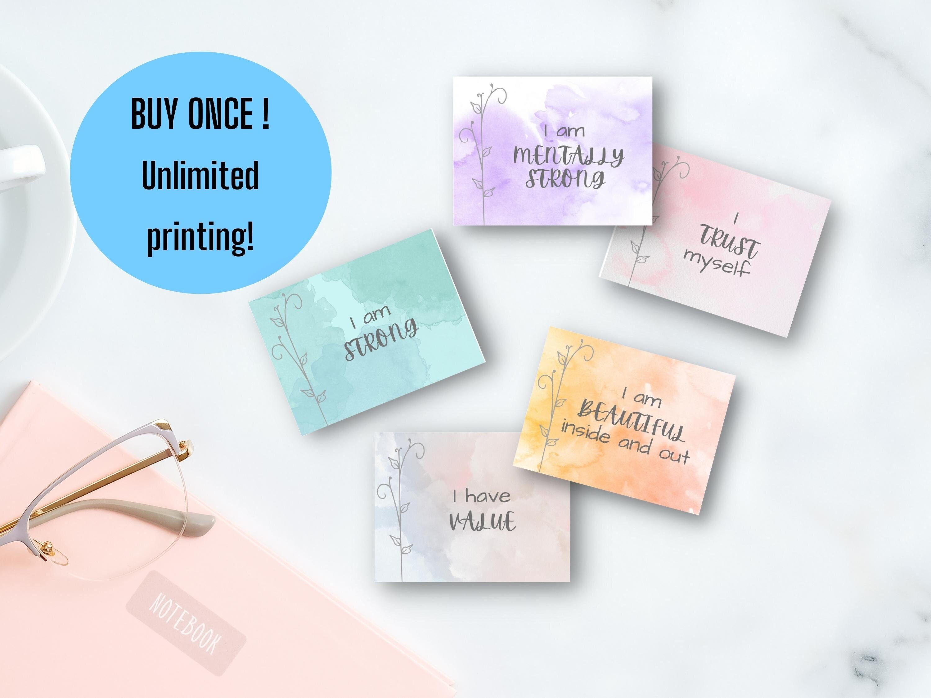 Printable Affirmation Cards for Self Love, 27 Digital Self Empowerment ...