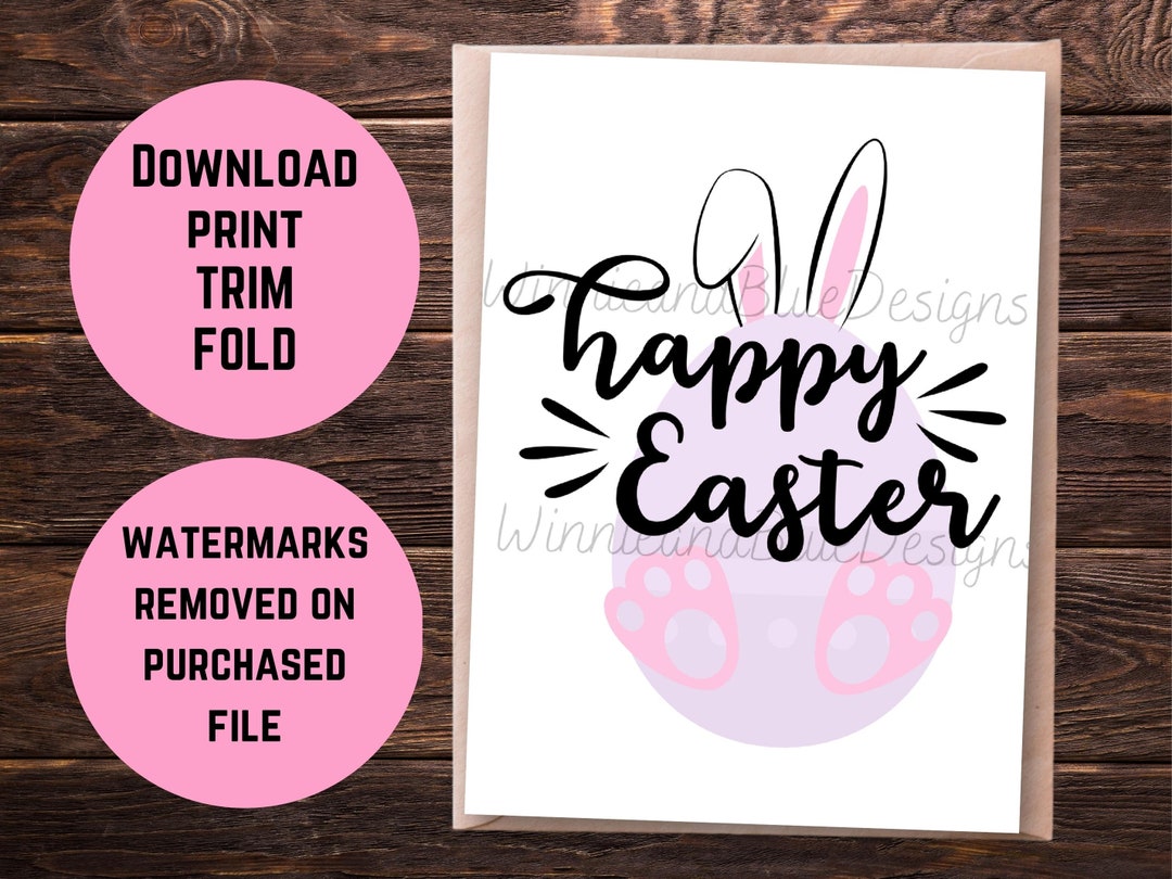 Printable Happy Easter Bunny Card, Easter Egg Card, Hoppy Easter Card ...