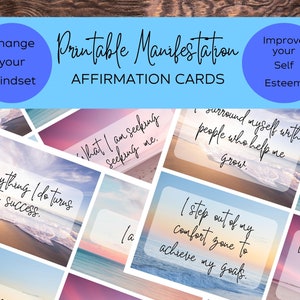 Printable Positive Affirmation Cards Beach Theme, I Am Affirmations, 28 ...