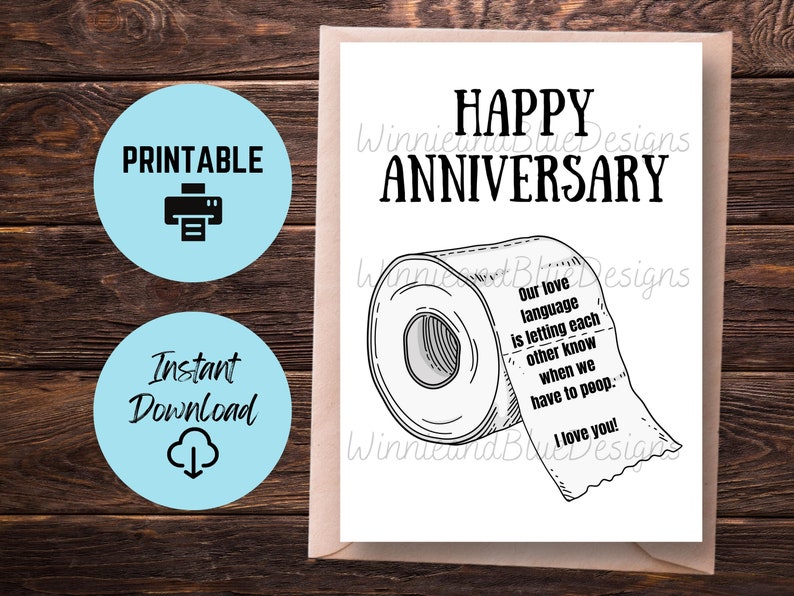 Funny Toilet Paper Anniversary Card for Partner (digital Download) - Etsy
