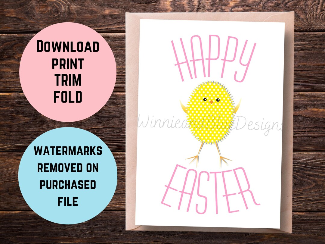 Printable Happy Easter Chick Card, Happy Easter Egg Chicken Card, Hoppy ...