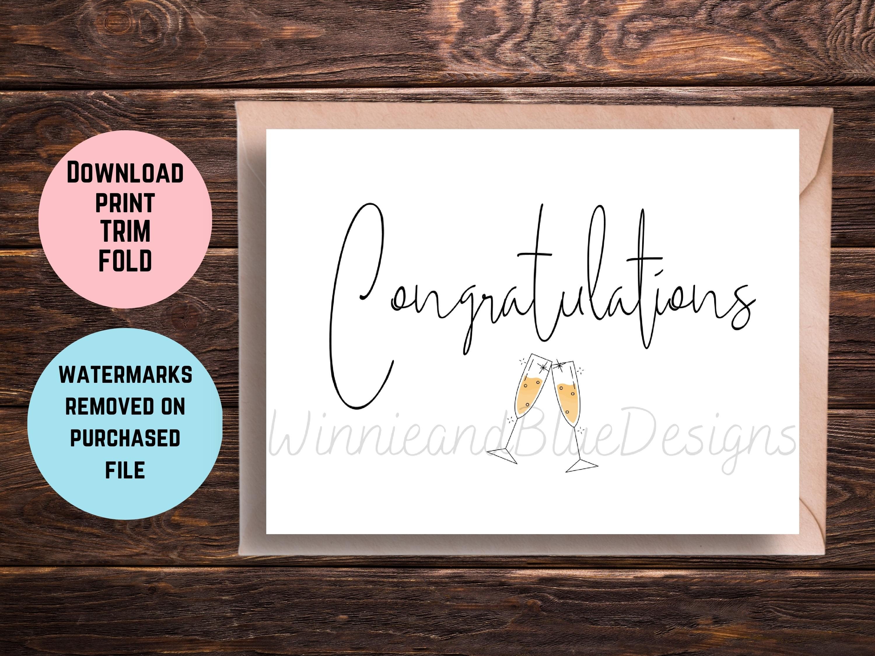 Printable Congratulations Card Champagne Engagement Card - Etsy