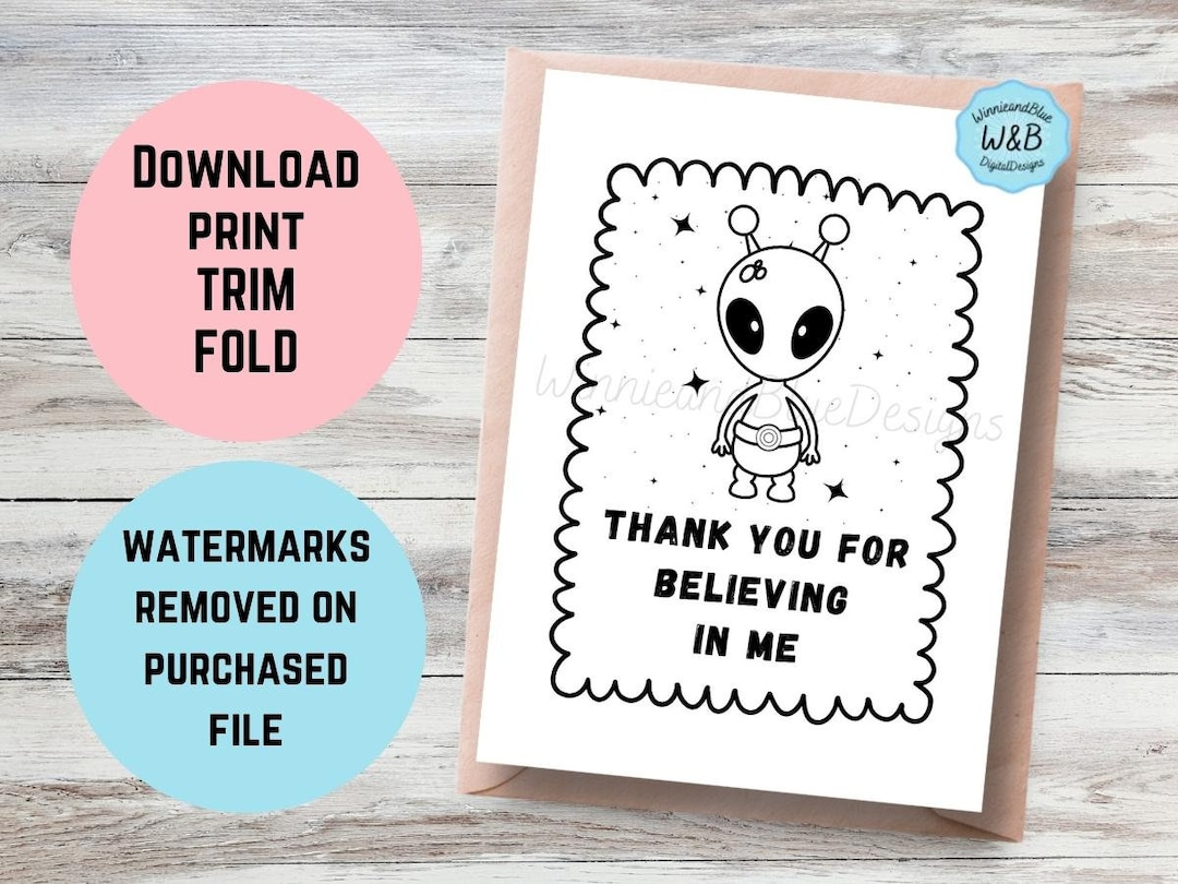 Printable Alien Thank You Card for Teachers and Coaches Printable DIY ...