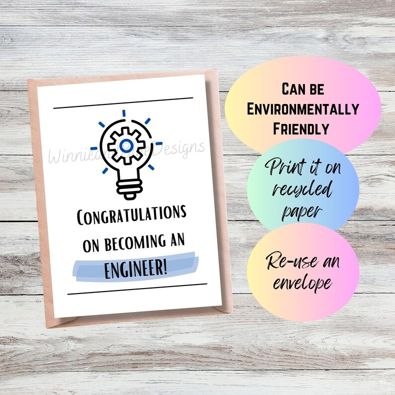 Printable Engineer Graduation Card, Congratulations Engineering Degree ...