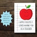 Teacher Thank You Card Printable, Card for Teacher Appreciation, Apple ...