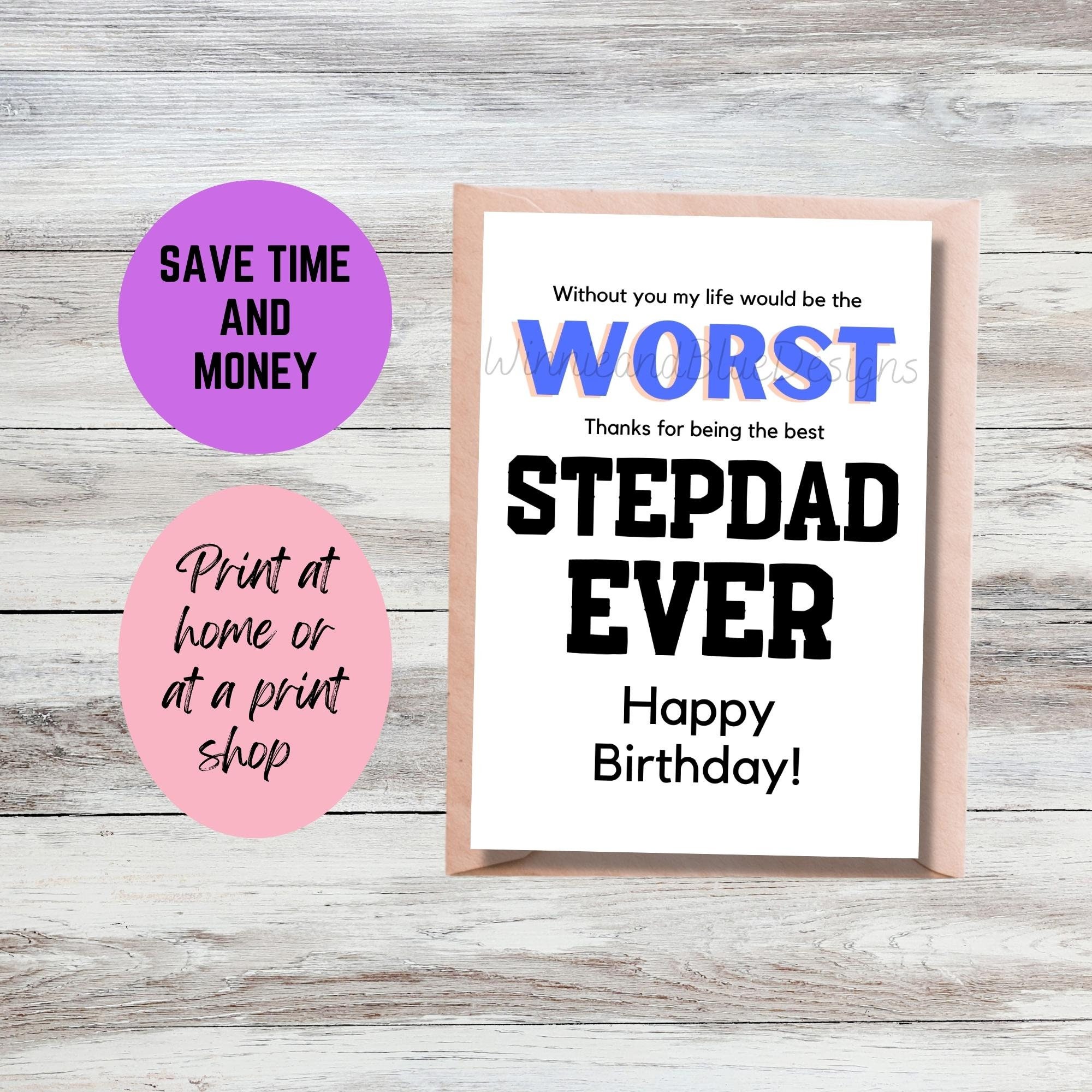 Printable Stepdad Birthday Card Funny Step Dad Birthday Card Best
